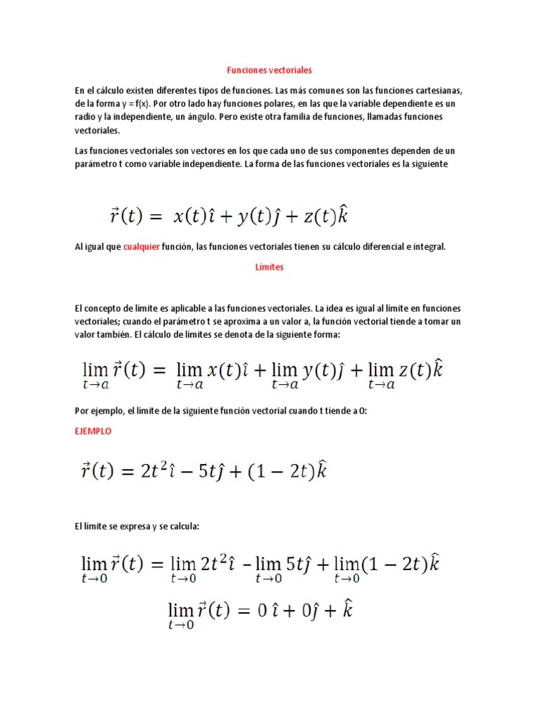 Funciones Vectoriales | PDF | Vector Euclidiano | Integral