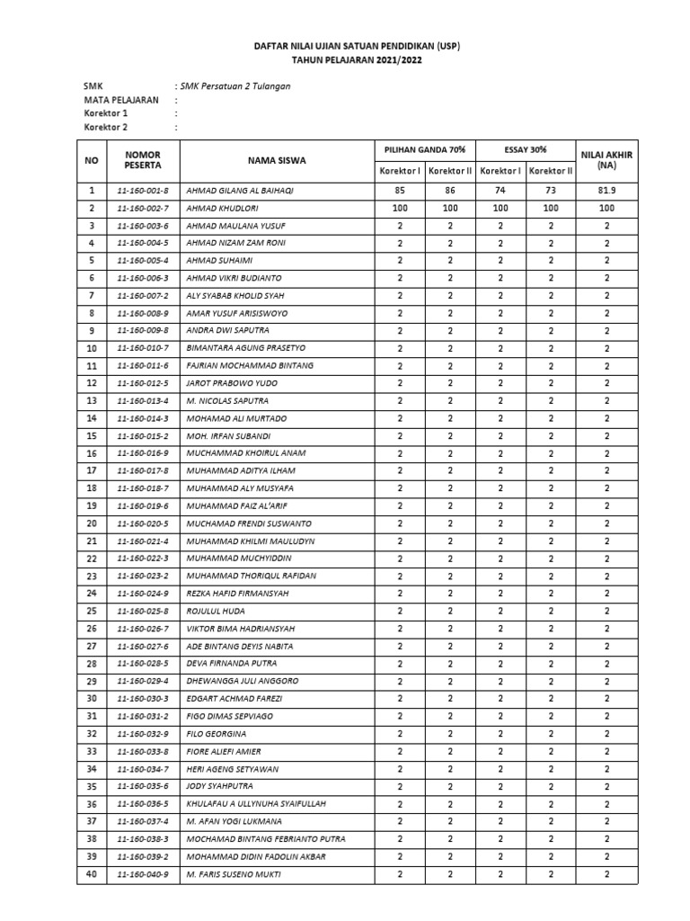 Form Penilaian USP - Listrik | PDF