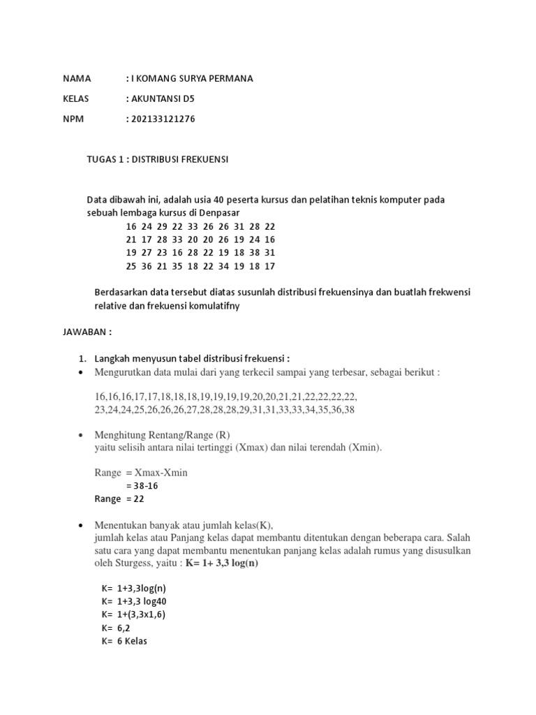276 - I Komang Surya Permana - Statistika I | PDF