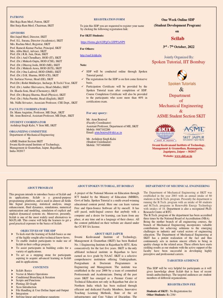 Spoken Scilab SDP 2022 Brochure | PDF