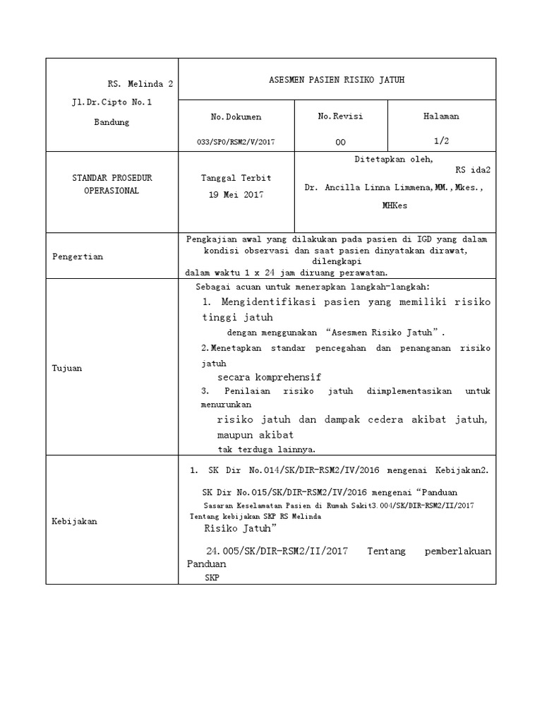 Asesmen Pasien Risiko Jatuh | PDF