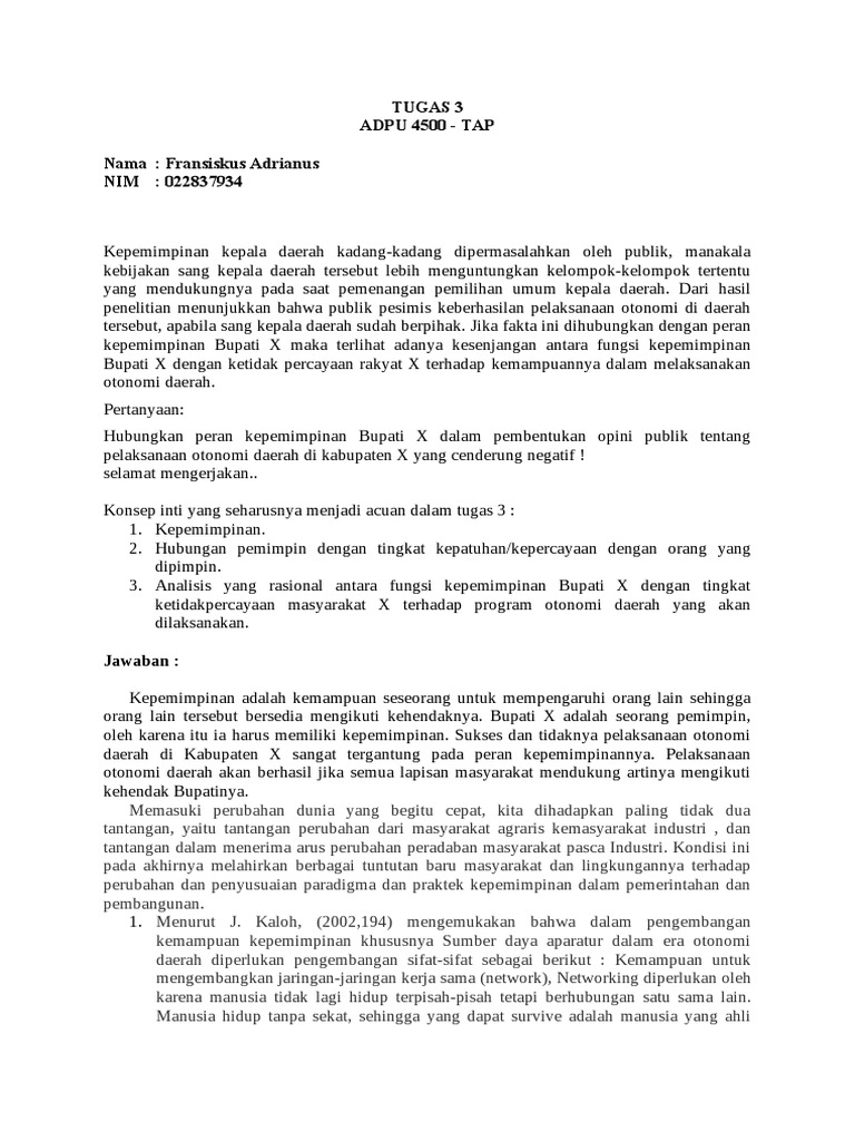 Tugas 3 Adpu4500-Tap | PDF | Karier & Perkembangan | Ilmu Sosial