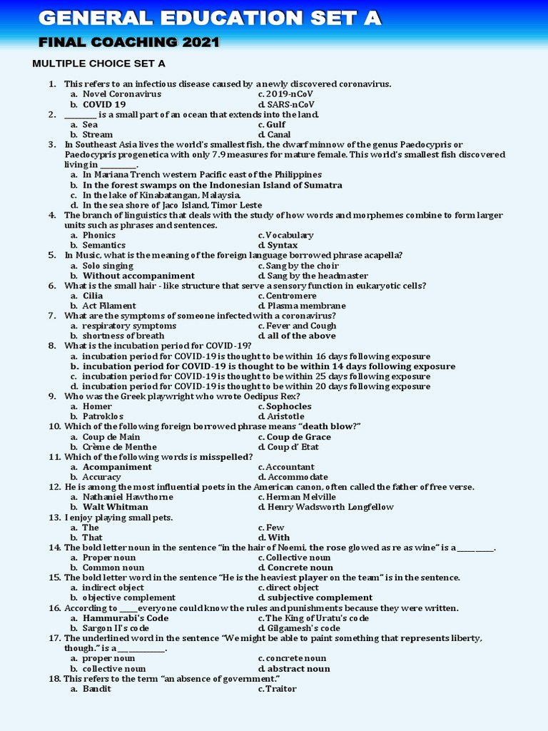 General Educ Final Coaching | PDF | Area | Biology