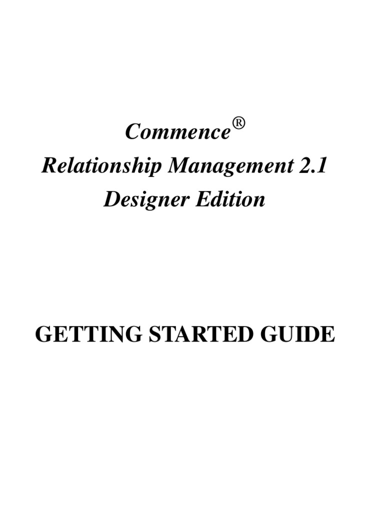 Commence Relationship Management 2.1 Designer Edition: Getting Started Guide | PDF | Icon ...