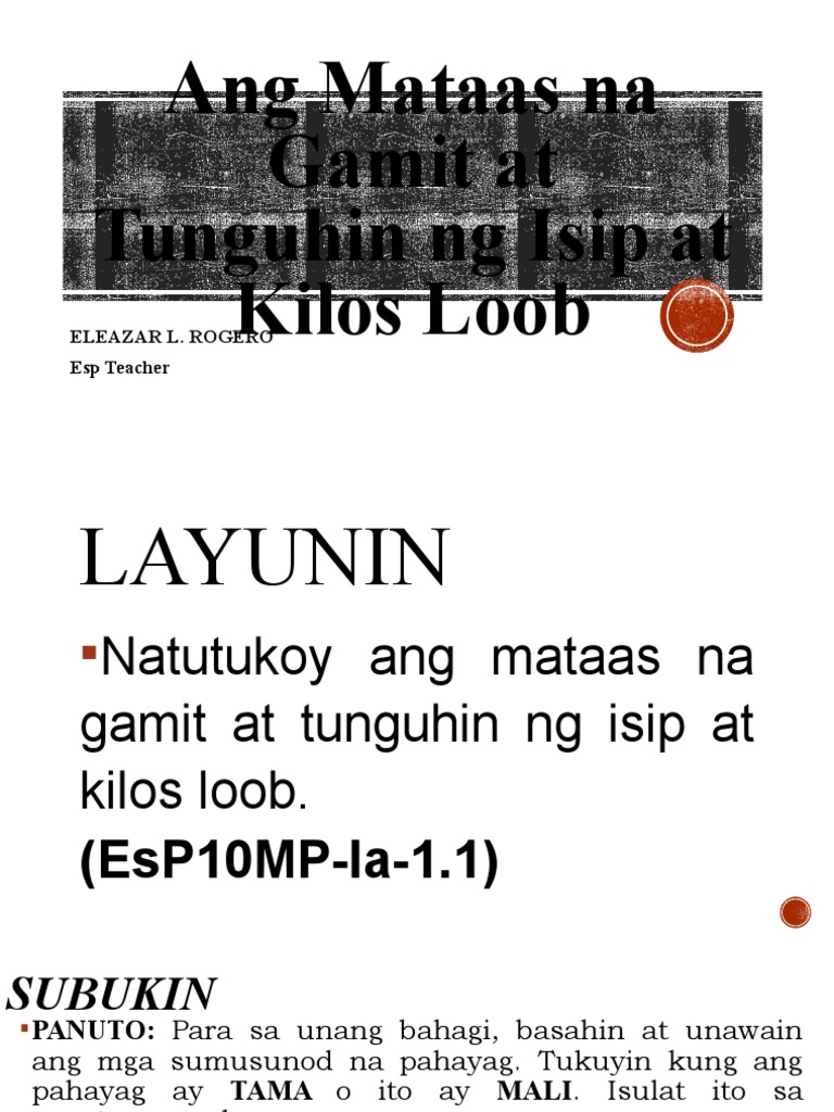 Week 1 - Isip at Kilos Loob | PDF