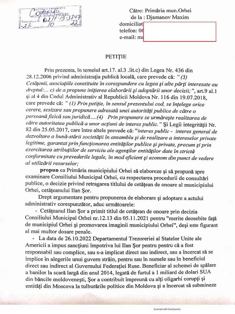 Petitie Primaria Orhei | PDF