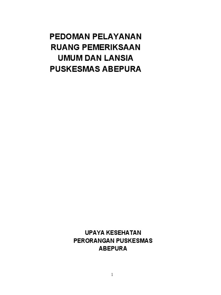 Pedoman Pelayanan Puskesmas Abepura | PDF