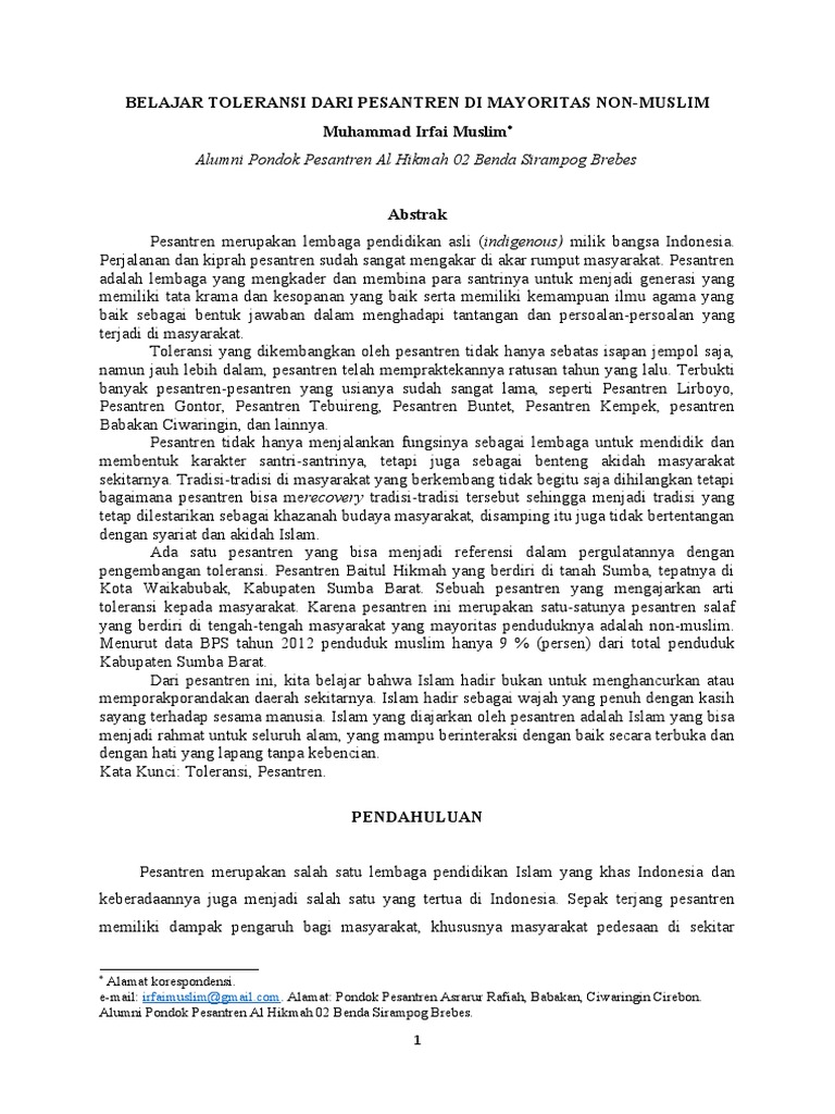 Belajar Toleransi Dari Pesantren Di Mayoritas Non-Muslim | PDF | Kesehatan Holistik