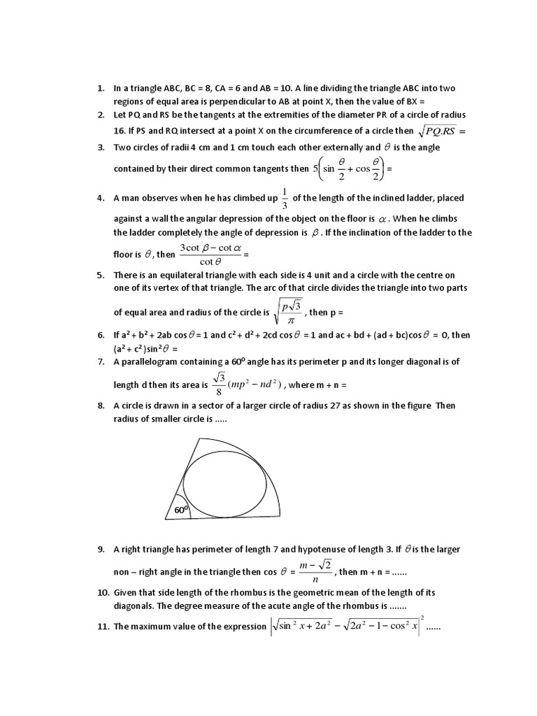 Solutions to Geometry and Trigonometry Word Problems | PDF | Triangle ...