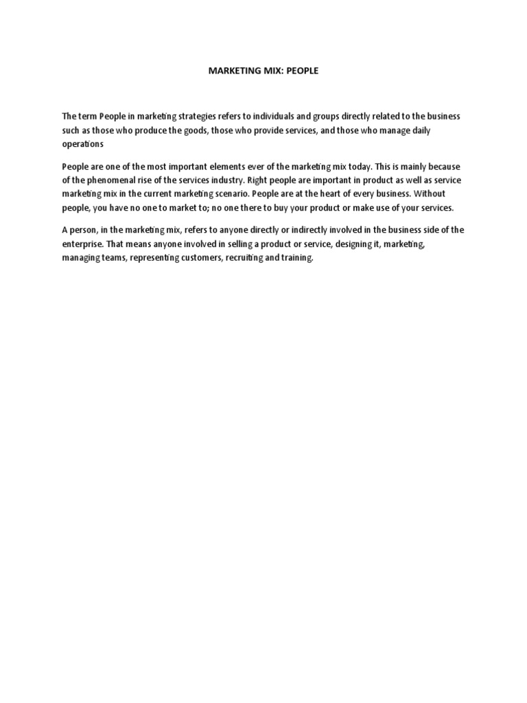 People Marketing Mix | PDF | Marketing | Brand
