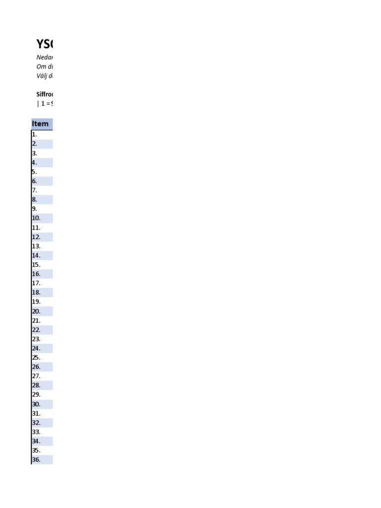 YSQ-S (Swedish Automatic Scoring) | PDF