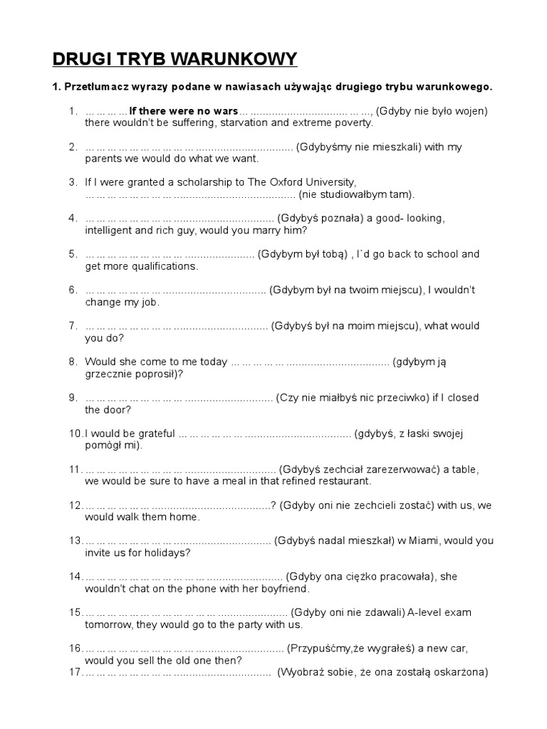 DRUGI TRYB WARUNKOWY - Test | PDF
