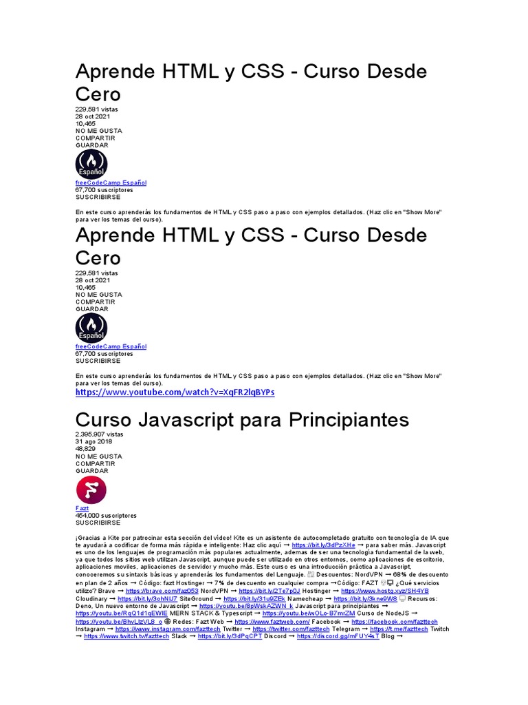 Aprende HTML y CSS | PDF | Script Java | Red mundial