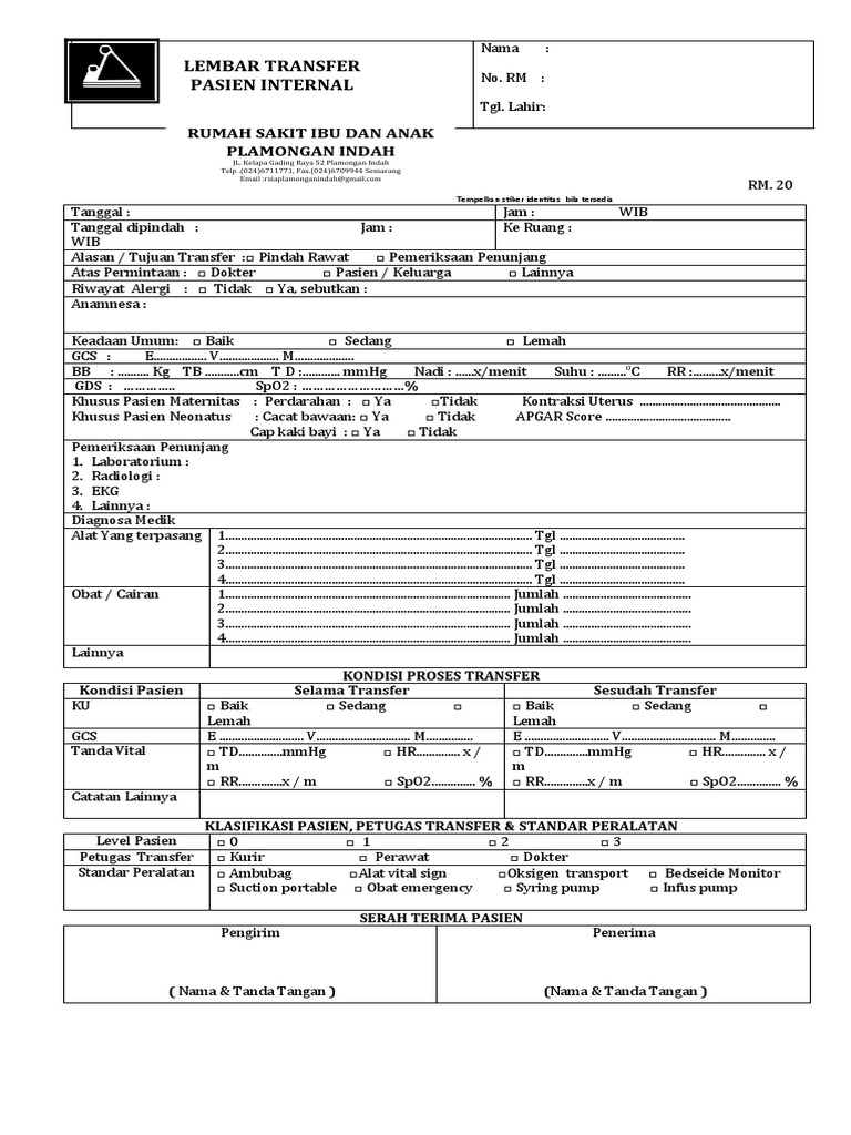 Formulir Transfer Pasien RM | PDF