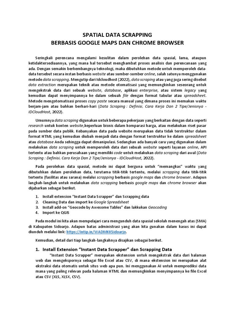Spatial Data Scrapping Berbasis Google Maps Dan Chrome Browser | PDF