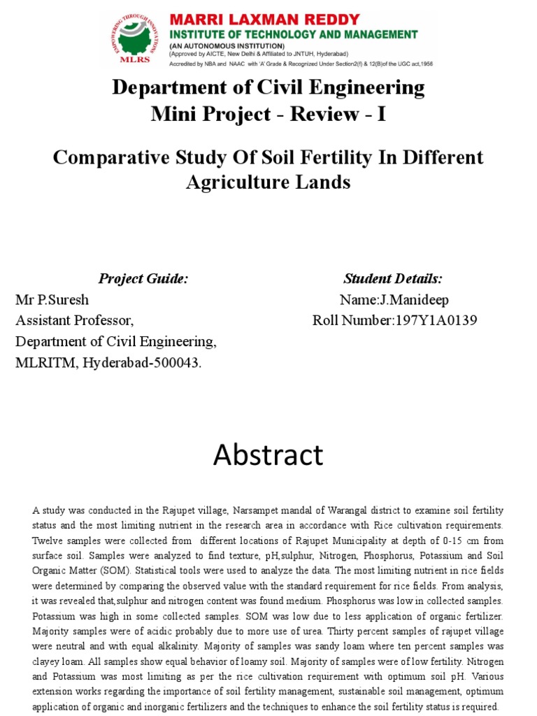 Mini Project Manideep PPT | Download Free PDF | Soil Fertility | Soil