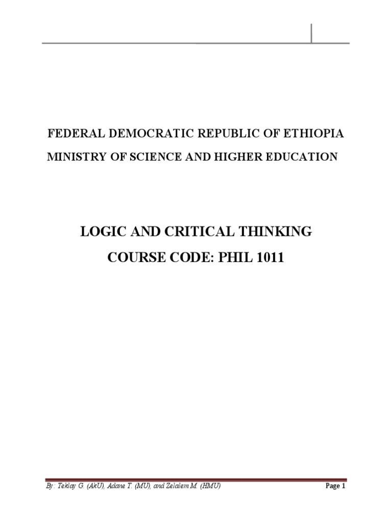 Logic and Critical Thinking Note | PDF | Metaphysics | Critical Thinking