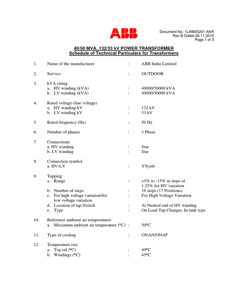 1LIN600201-AKR, Rev-B, GTP | PDF | Transformer | Electrical Impedance