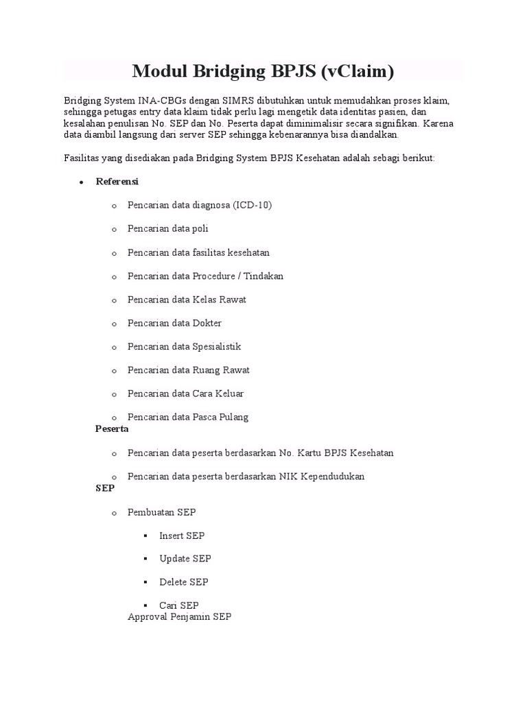 Modul Bridging BPJS | PDF