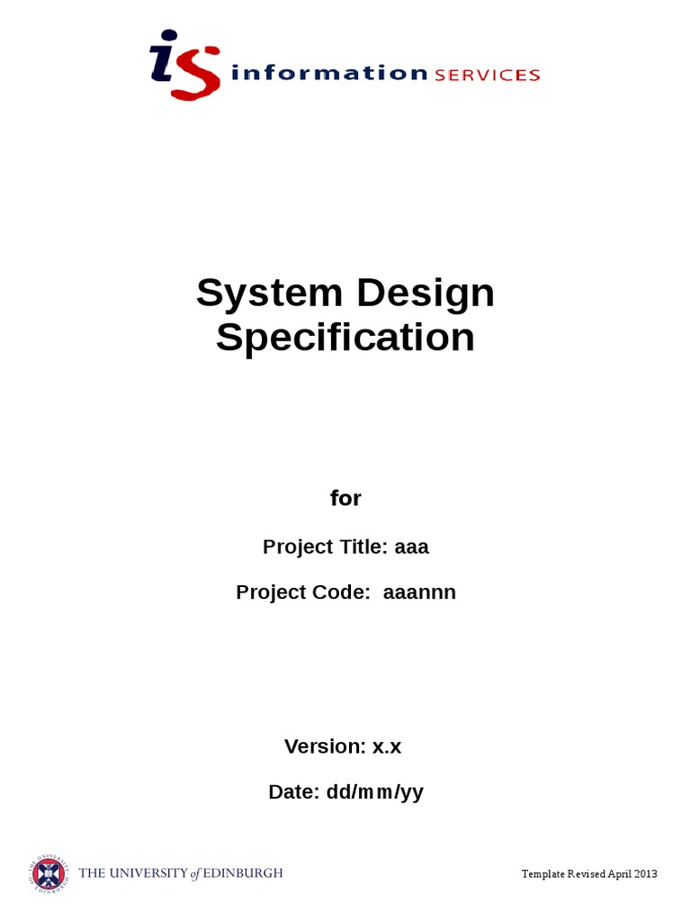 System Design Specification Sds Pdf Specification Technical Standard World Wide Web