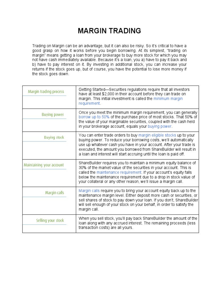 Margin Trading | Download Free PDF | Margin (Finance) | Stocks