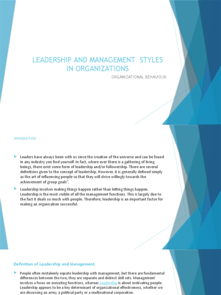 Leadership and Management Styles | PDF | Leadership | Goal