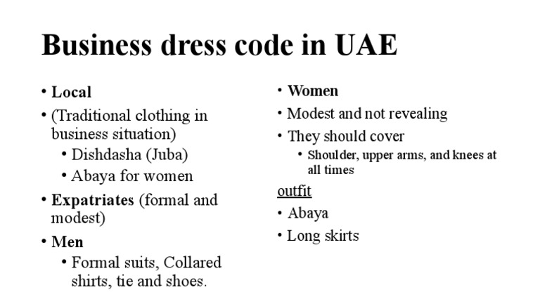Business Dress Code in UAE | PDF