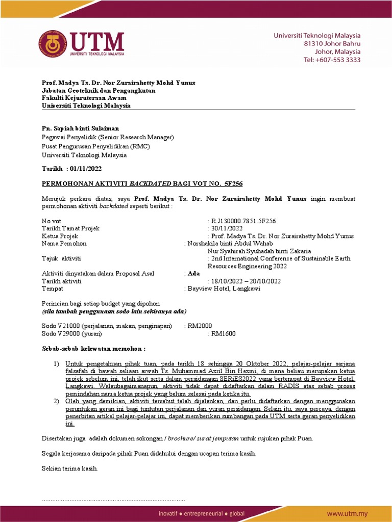 Surat Permohonan Backdated | PDF