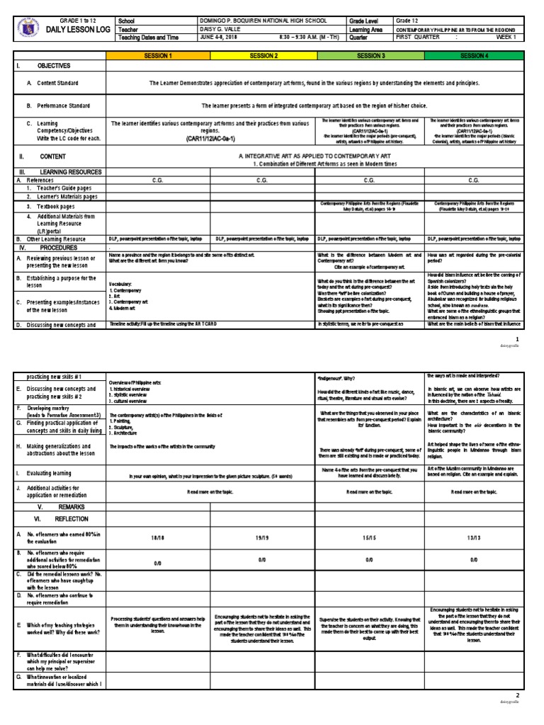 DLL Week 1 | PDF | Learning | Teachers