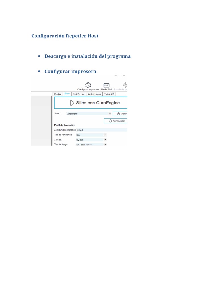1.tutorial Configuración Repetier Host | PDF