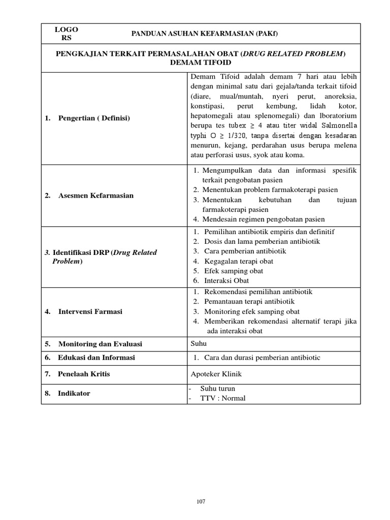 Panduan Asuhan Kefarmasian Demam Tifoid | PDF | Pengembangan Diri | Kesehatan Holistik