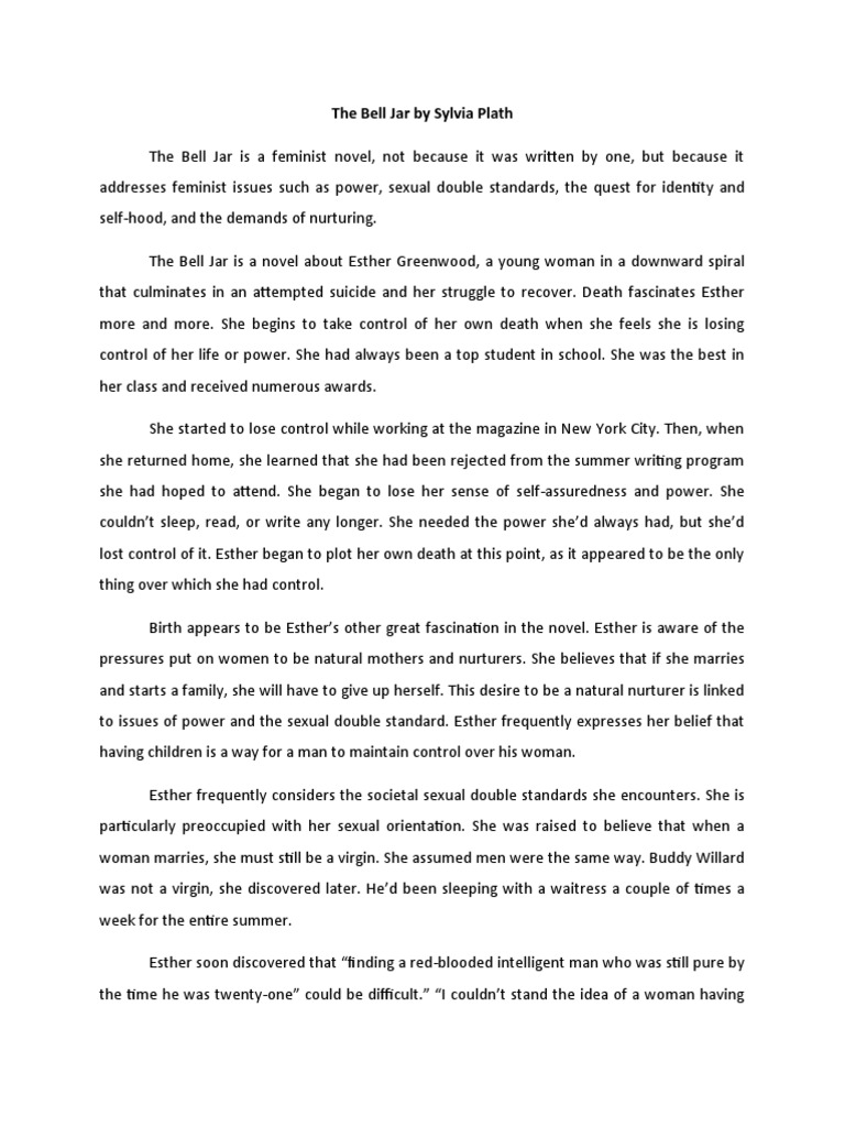 The Bell Jar by Sylvia Plath Using Feminist Criticism | PDF | Social ...