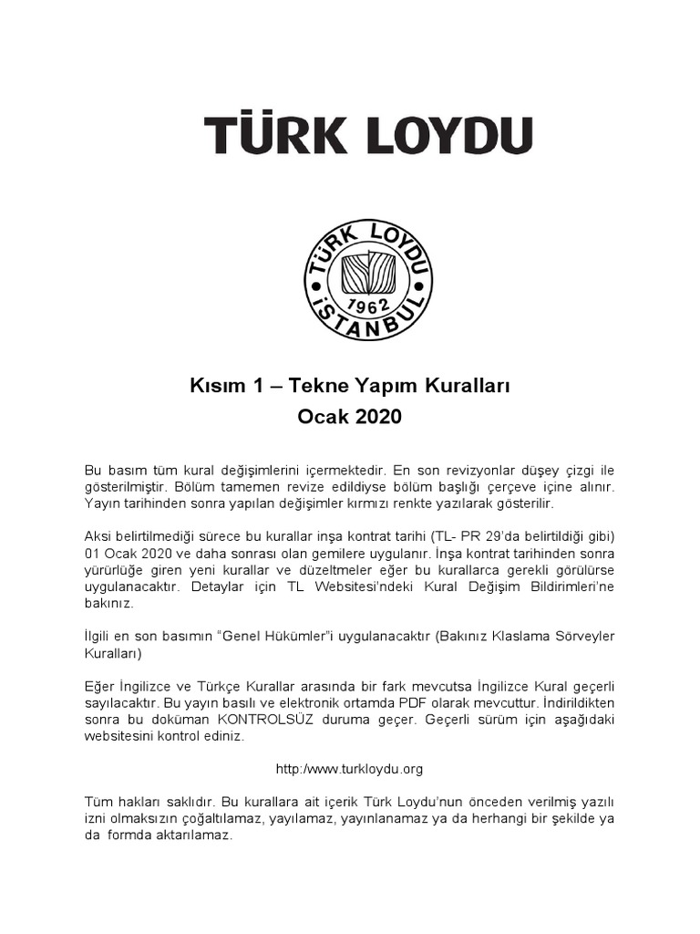 Kisim 1 Tekne Yapim Kurallari 2020 OCAK | PDF