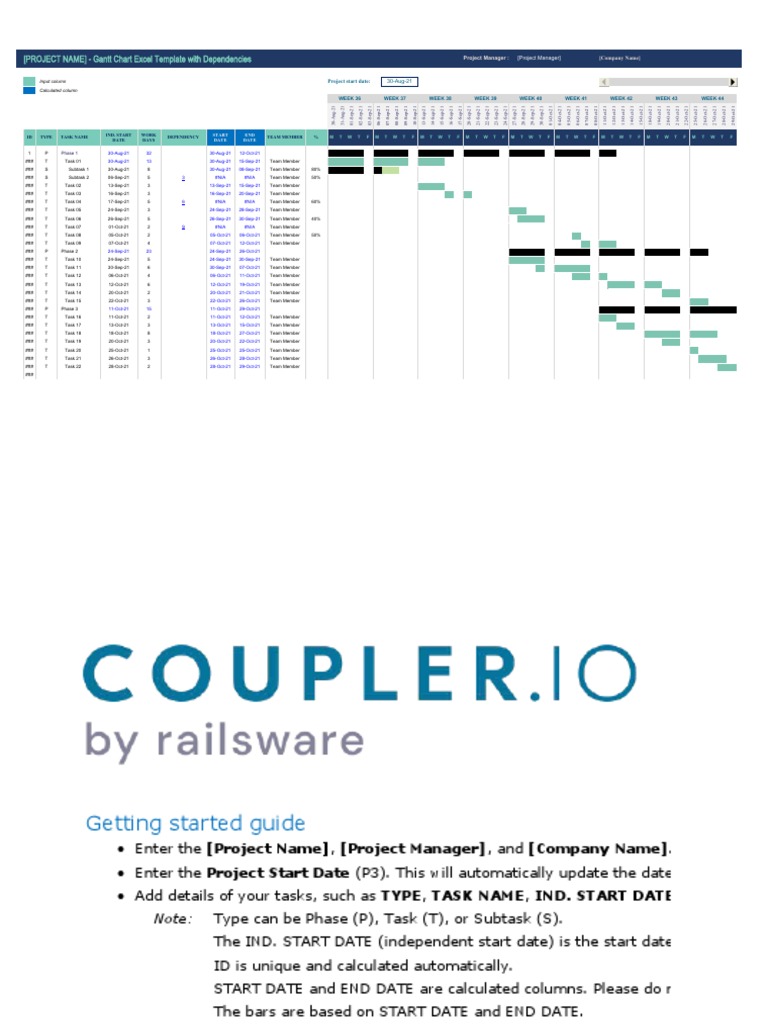 Gantt Chart Excel Template With Dependencies | PDF | Computing | Computer Science