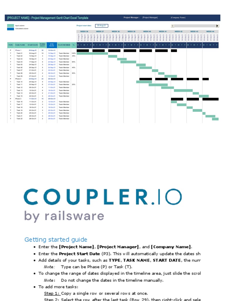 Project Management Gantt Chart Excel Template | PDF | Computing | Software