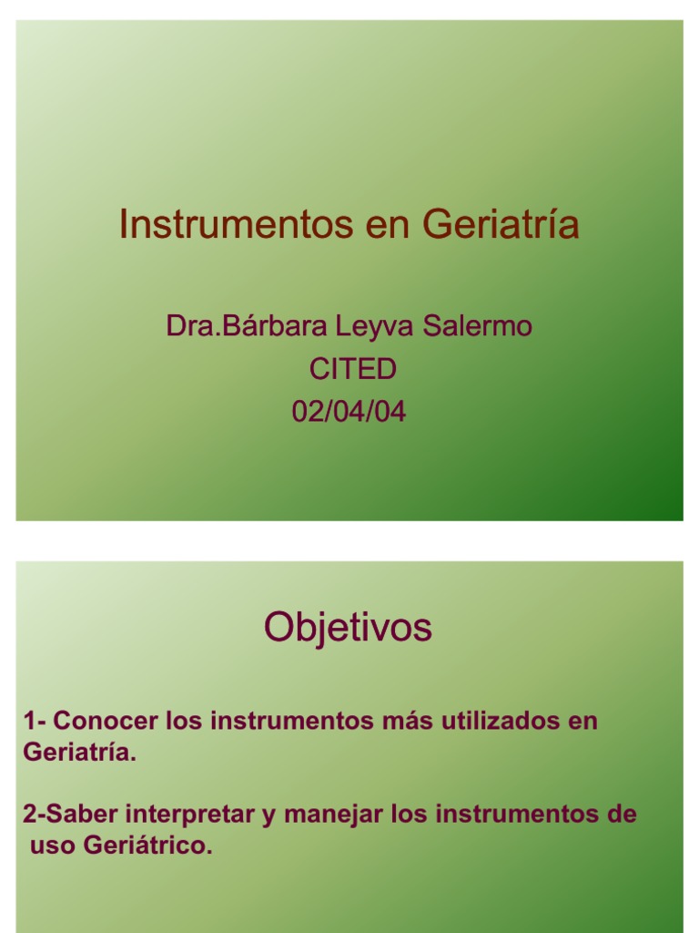 Instrumentos de evaluación multidimensional en geriatría: una ...