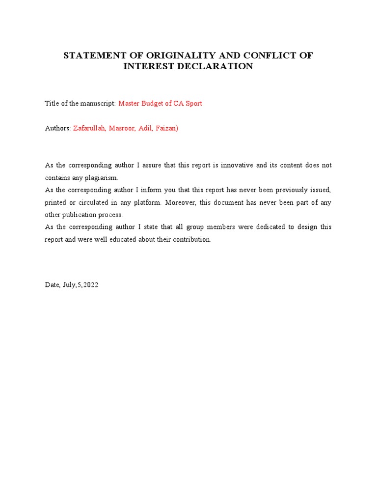 Statement of Originality | PDF