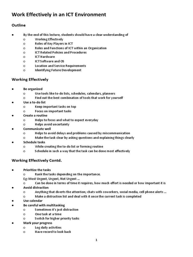 Working Effectively in ICT Environments | PDF | Educational Technology ...