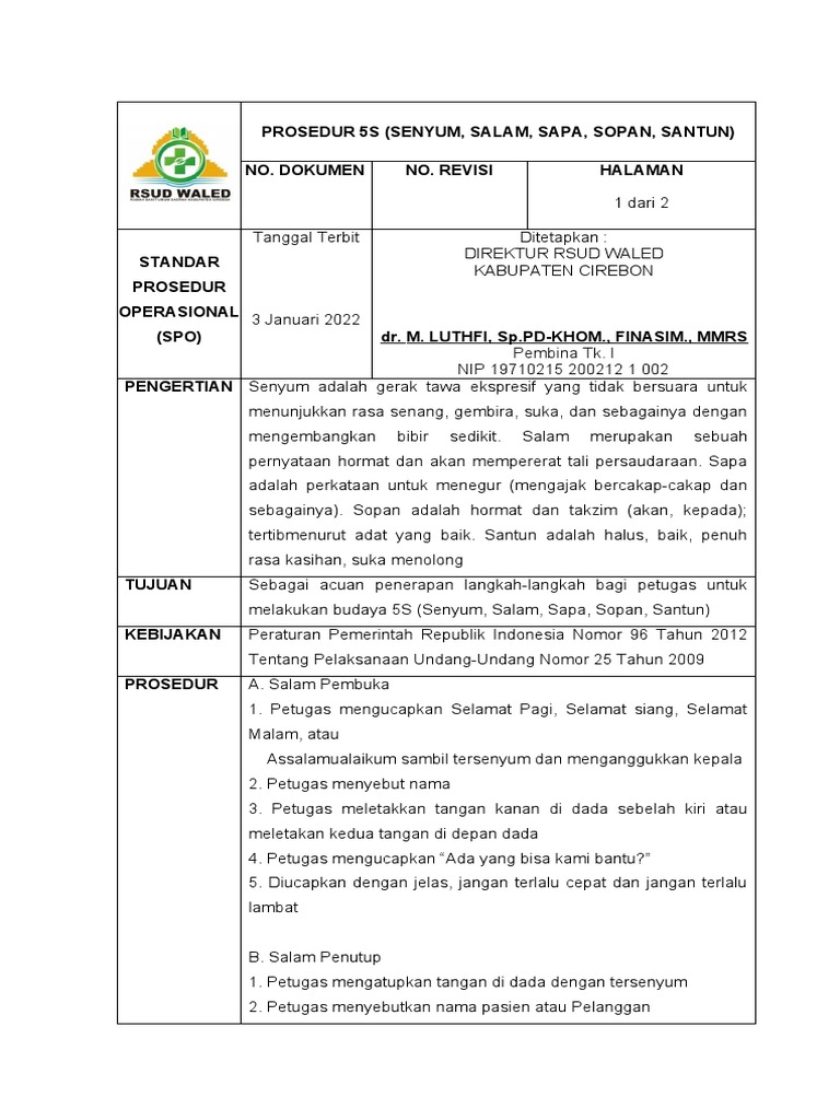 Sop Prosedur 5S | PDF