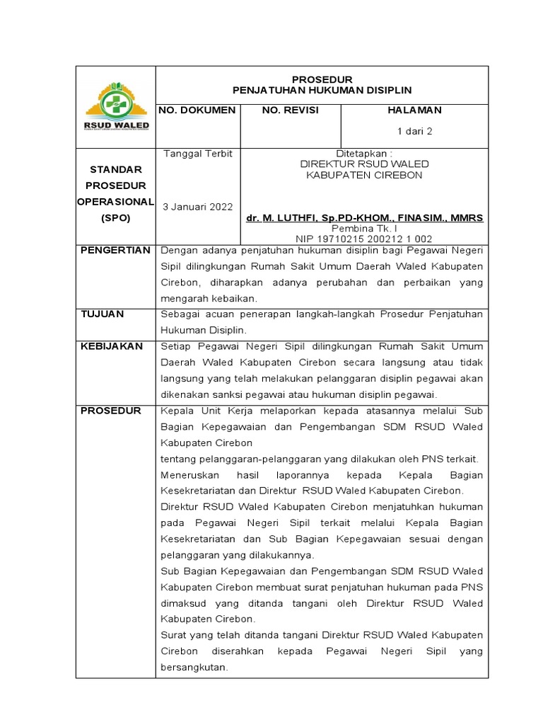 Sop Prosedur Penjatuhan Hukuman Disiplin | PDF