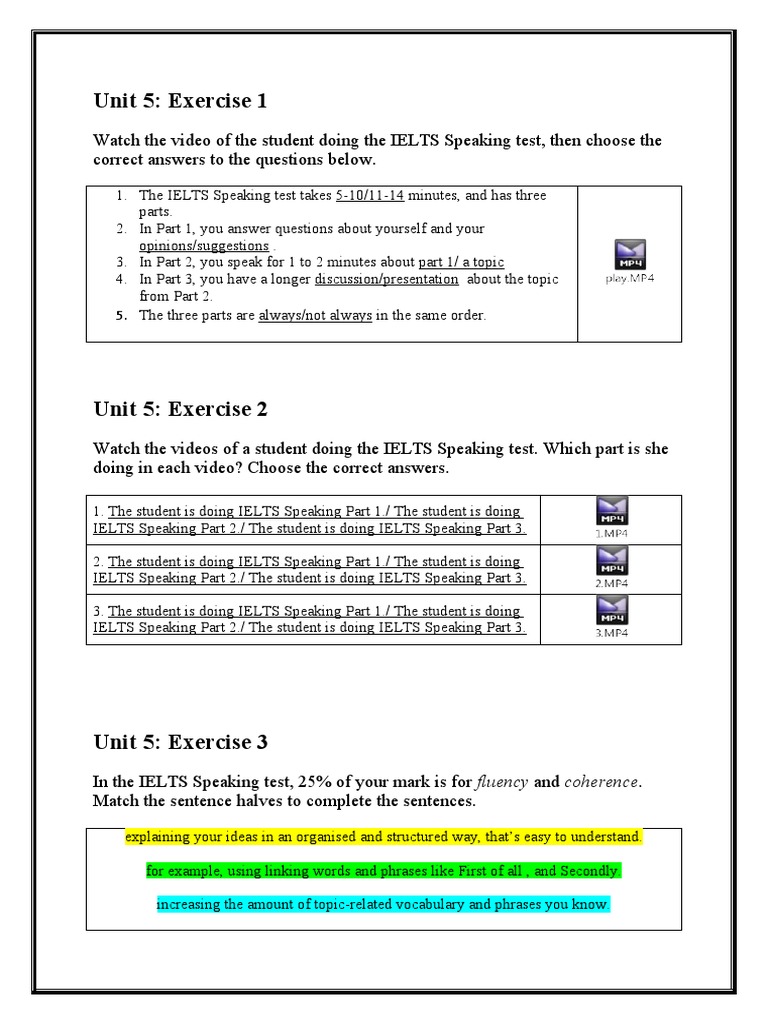 Unit 5 - Speaking | PDF | International English Language Testing System ...