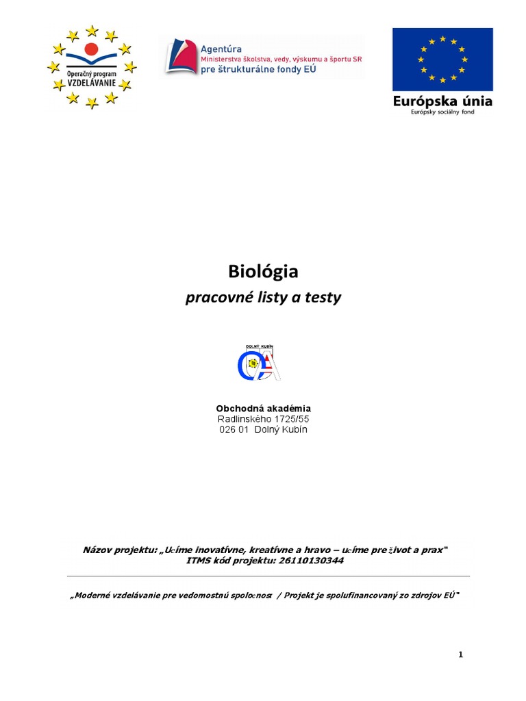 Pracovne Listy - Biologia | PDF
