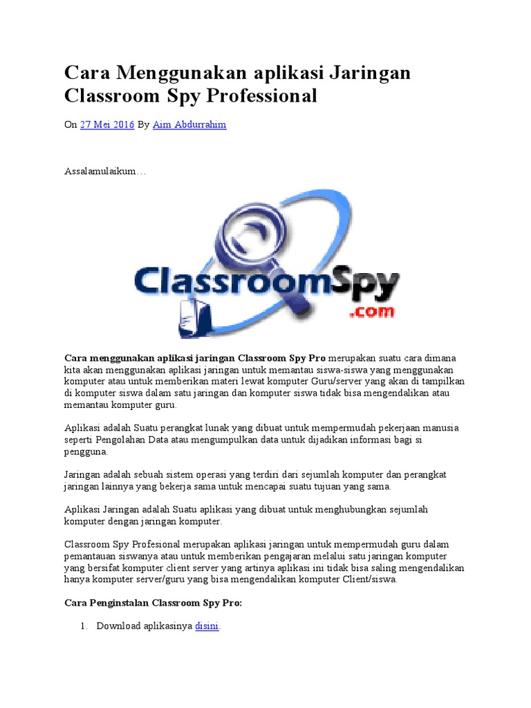 Cara Menggunakan Aplikasi Jaringan Classroom Spy | PDF