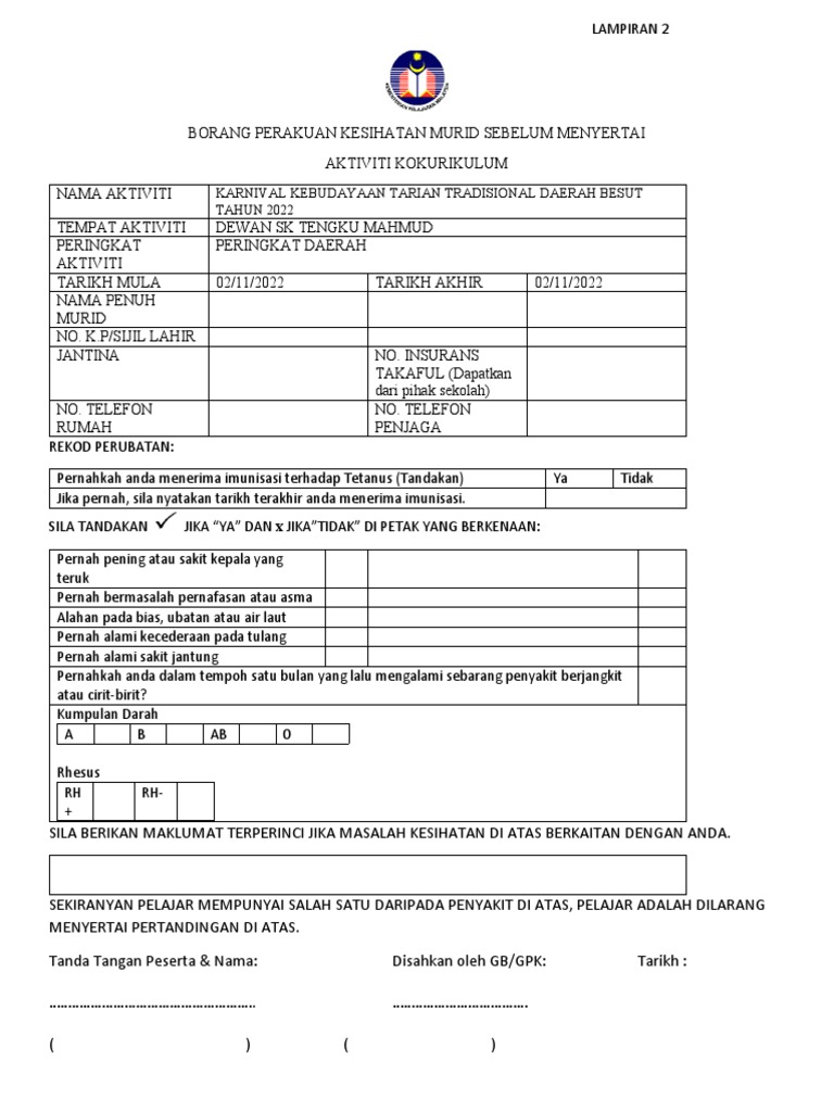 Borang Akuan Kesihatan | PDF