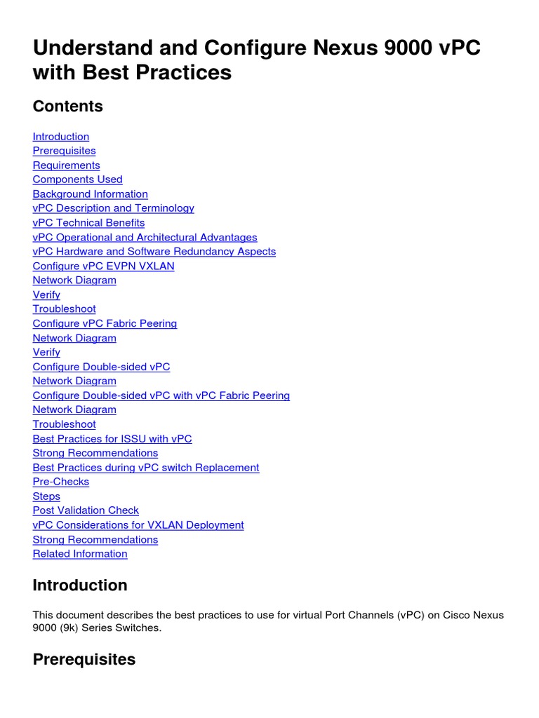 Understand and Configure Nexus 9000 VPC | PDF | Computer Network | Ip Address