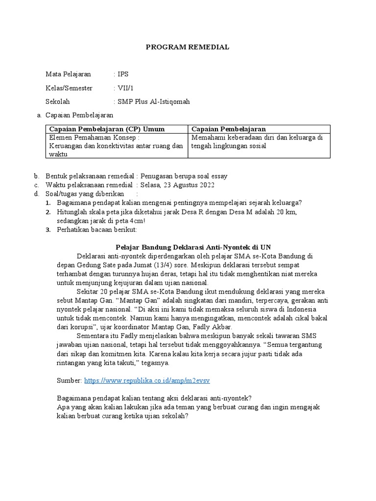 Remedial Pengayaan | PDF