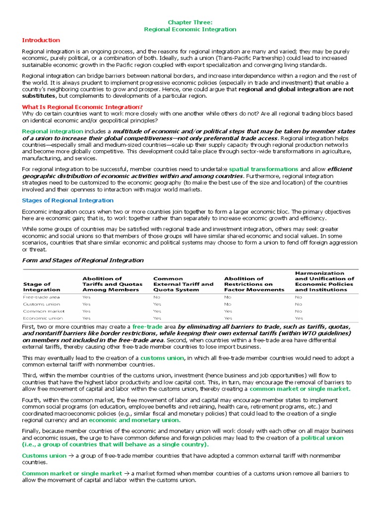 Stages and Impact of Regional Integration | PDF | Regional Integration ...