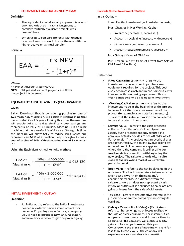 Equivalent Annual Annuity | PDF