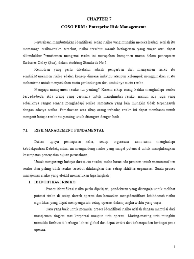 Rangkuman Internal Audit BAB 7 COSO ERM | PDF | Bisnis