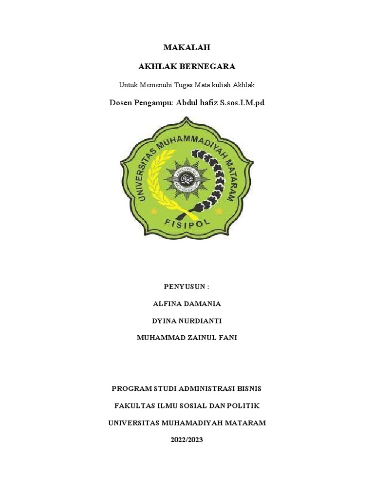 Makalah Akhlak Bernegara Kelompok 7 | PDF Makalah Akhlak Bernegara Kelompok 7 | PDF